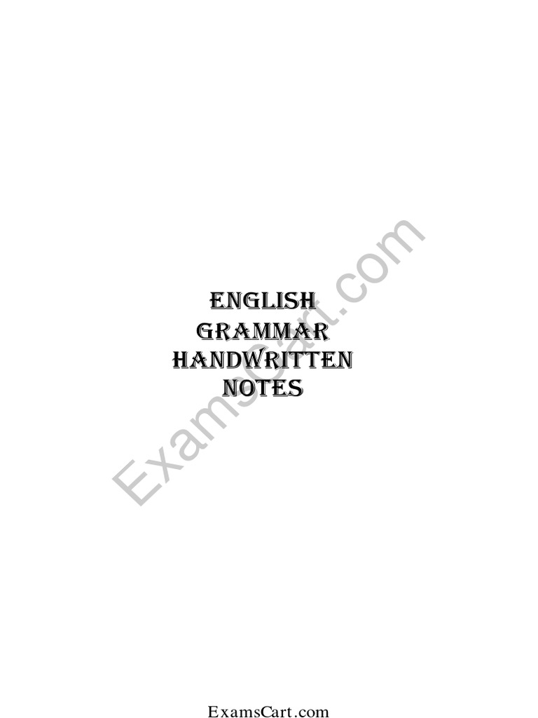 English Grammar Hand Written Notes PDF Download ExmasCart | PDF