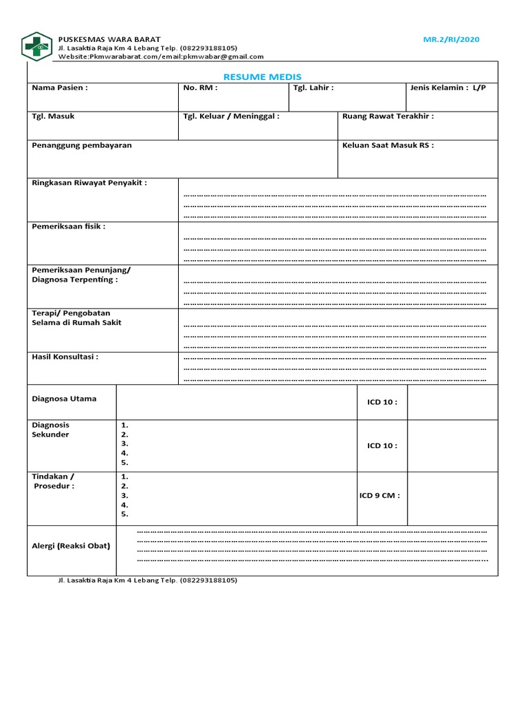 Resume Medis: Puskesmas Wara Barat | PDF