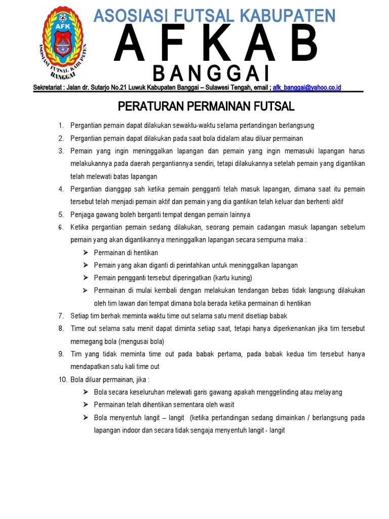 New Peraturan Permainan Futsal | PDF