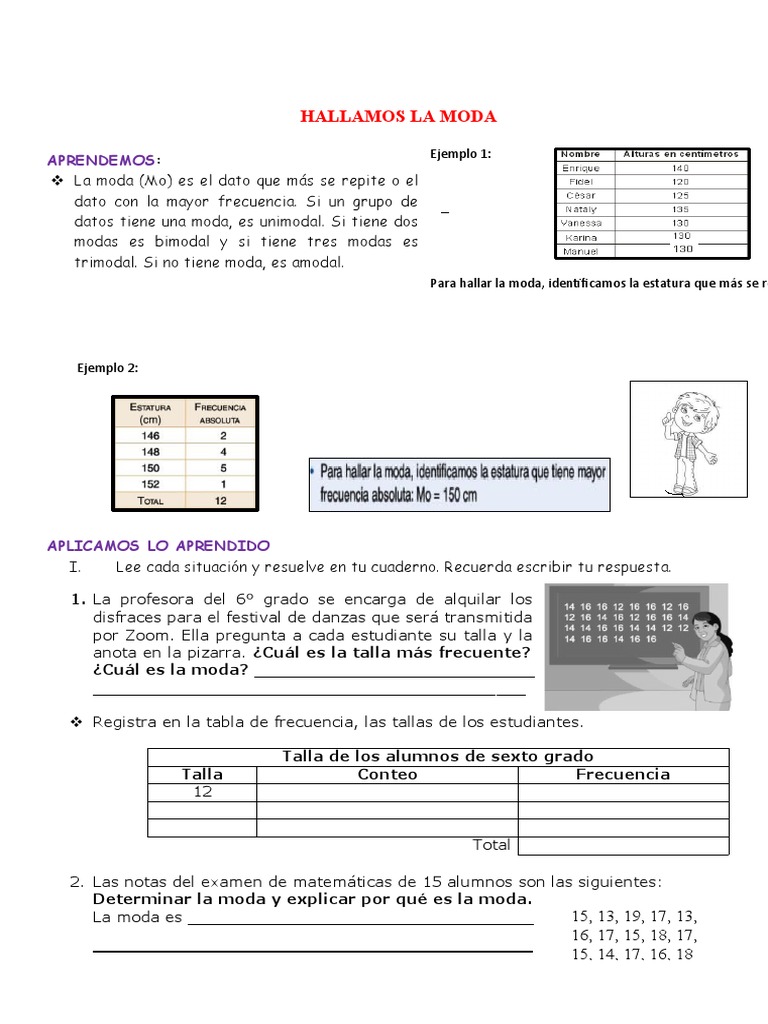 Ejercicios de Moda y Promedio | PDF