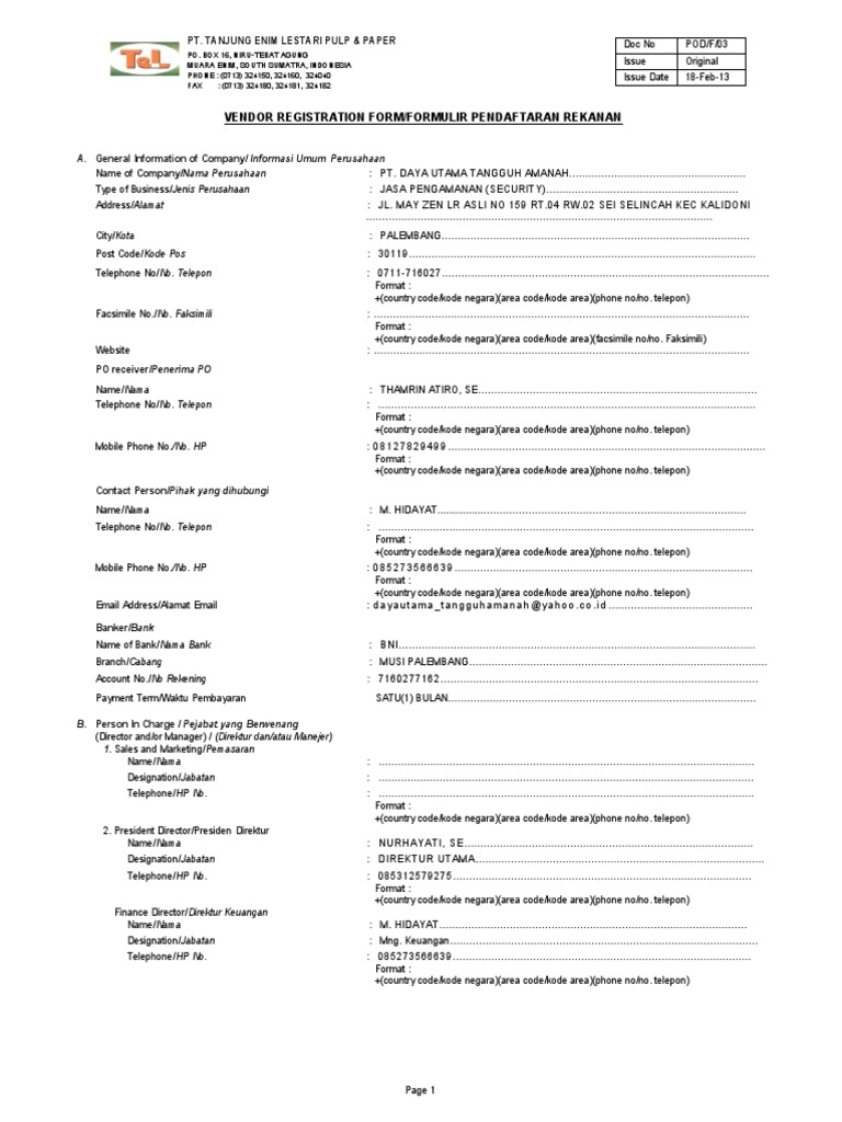 Registration Form TELPP Dikonversi | PDF | Materials | Chemistry