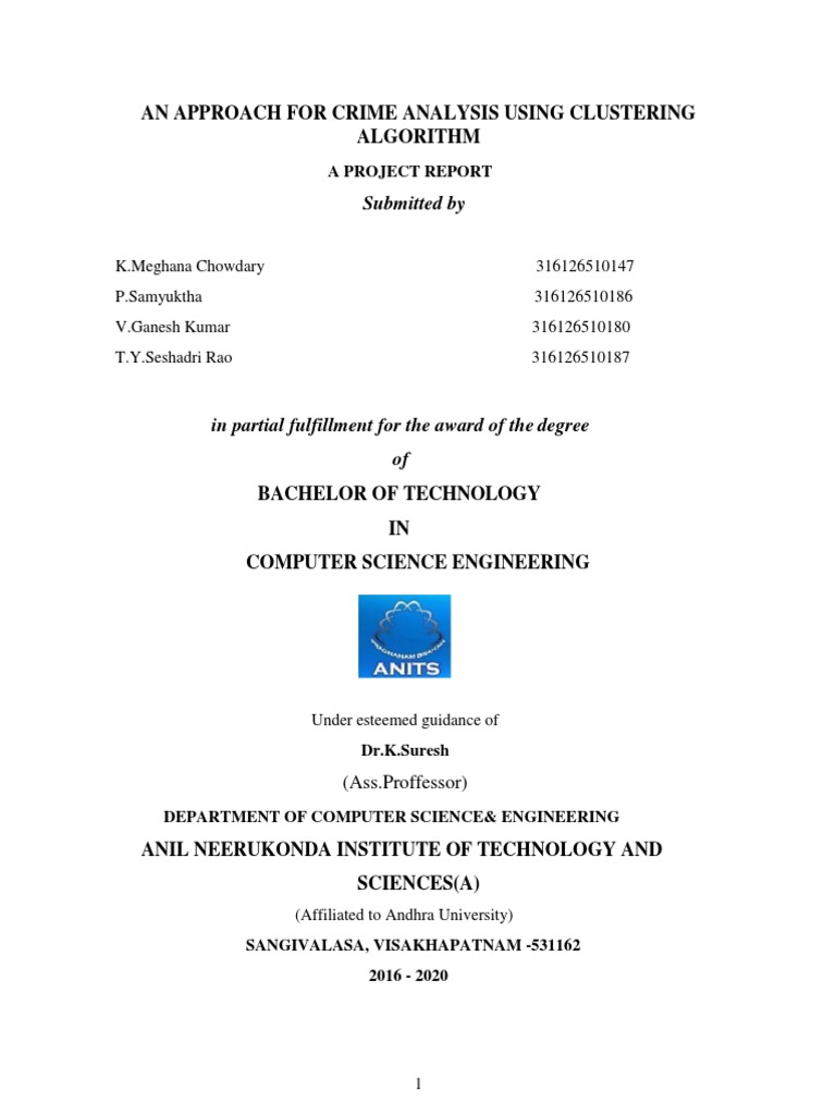 An Approach For Crime Analysis Using Clustering Algorithm: Submitted by ...