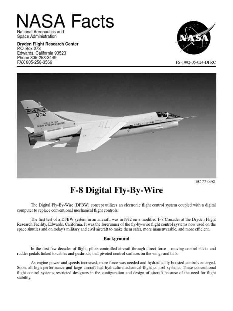 NASA Facts F-8 Digital Fly-By-Wire | PDF | Armstrong Flight Research ...