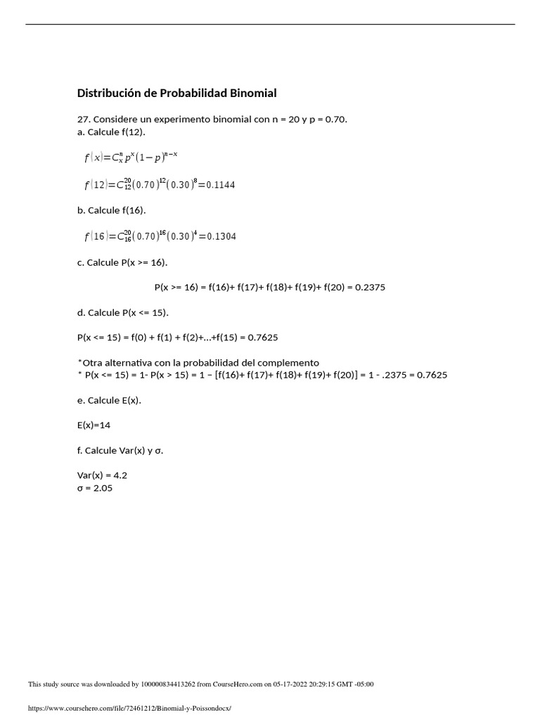 Binomial y Poisson | PDF | Enseñanza de matemática | Distribución de veneno