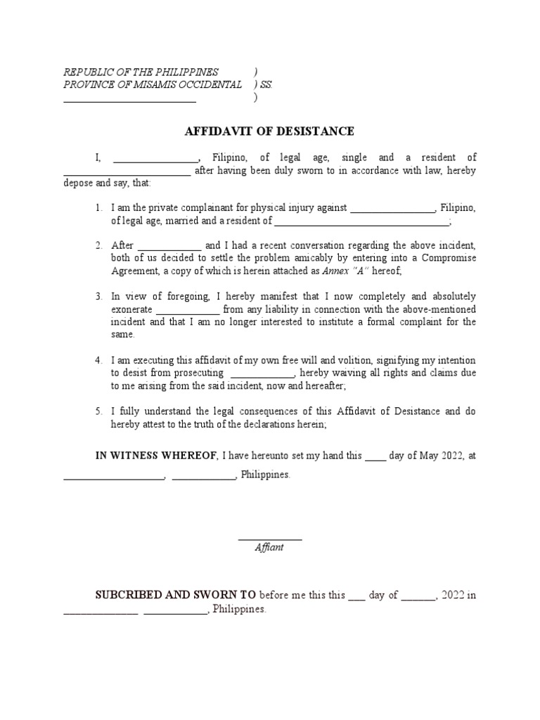 affidavit of desistance | PDF