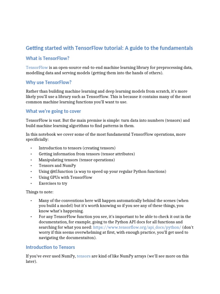 Getting Started TensorFlow Guide | PDF | Tensor | Scalar (Mathematics)