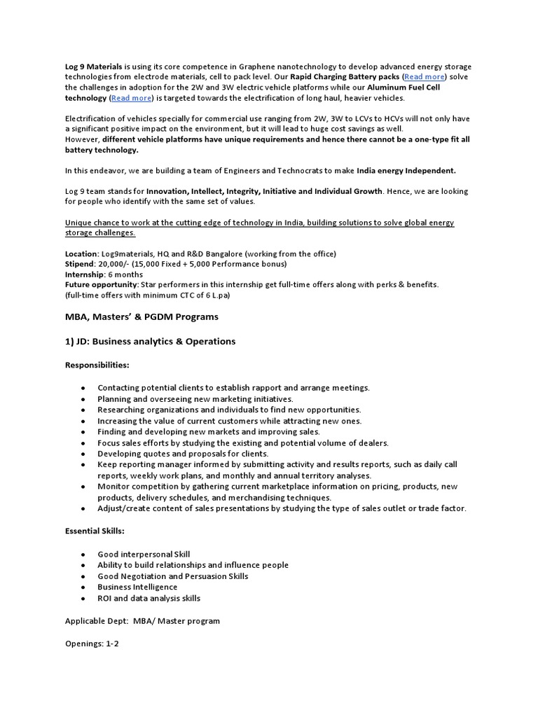Log 9 Materials - MBA, PGDM | PDF | Recruitment | Sales