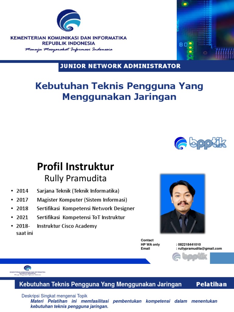 TUJK Kebutuhan Teknis Pengguna Yang Menggunakan Jaringan | PDF