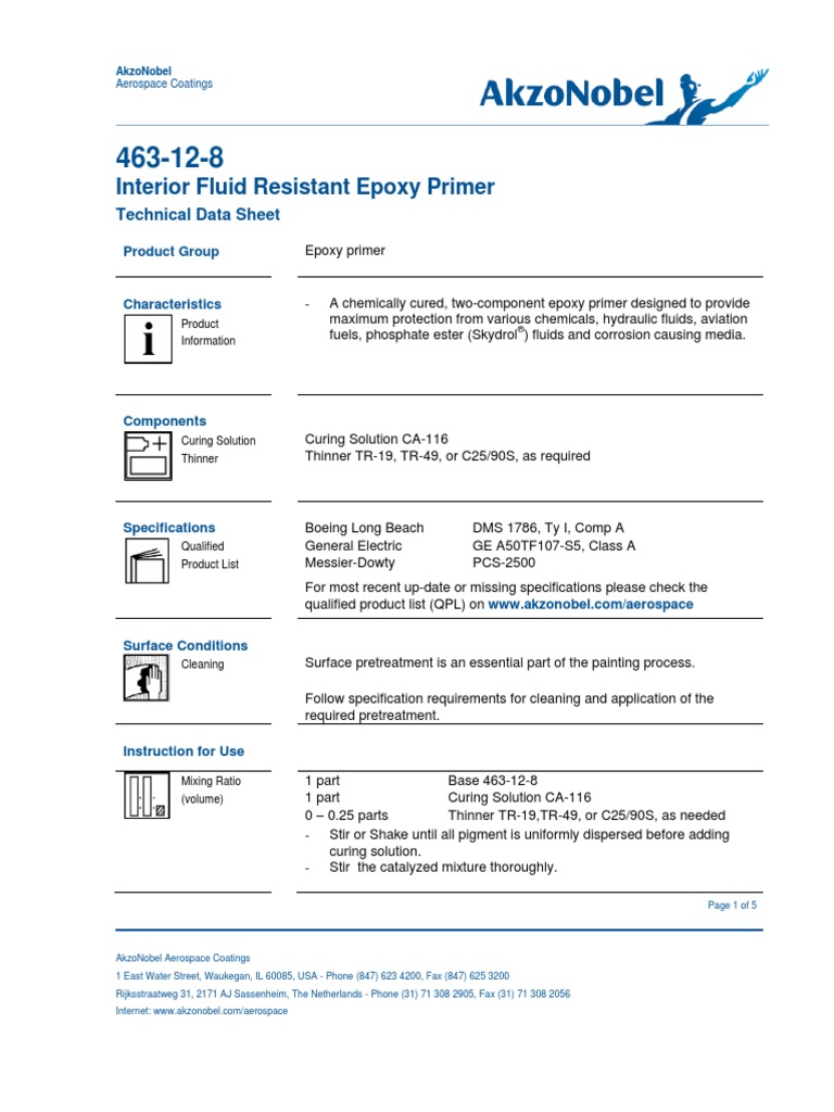 Interior Fluid Resistant Epoxy Primer: Technical Data Sheet | PDF ...