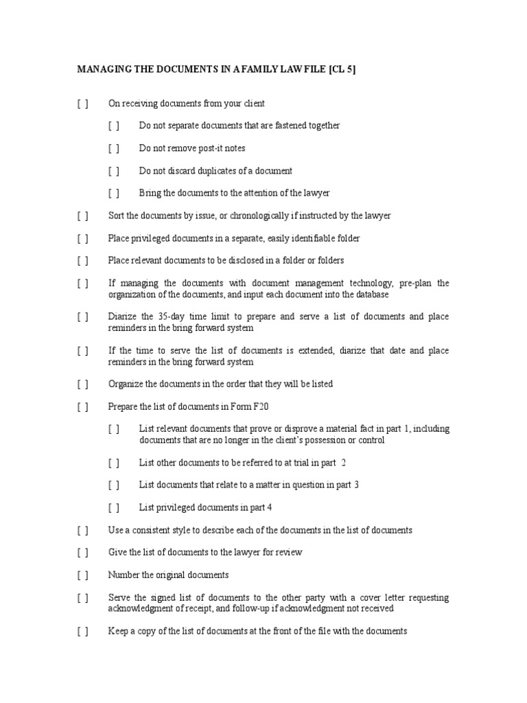 Guidance for Organizing Documents in a Family Law Case | PDF