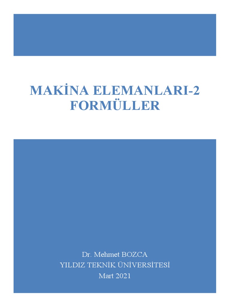 Mak 3172 Maki̇na Elemanlari 2 Formuller 1 Mart 2021 | PDF