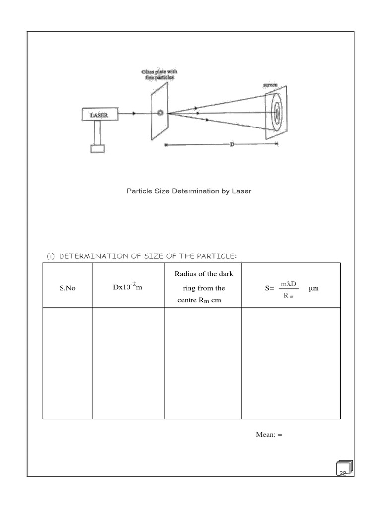 Determination of Particle Size and Laser Wavelength Using the ...