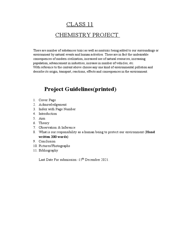 Class 11 Chemistry Project | PDF