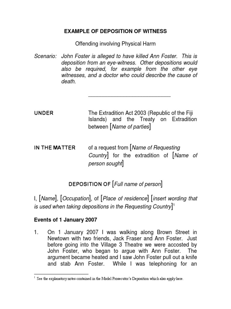 Example of Deposition of Witness | PDF | Deposition (Law) | Witness