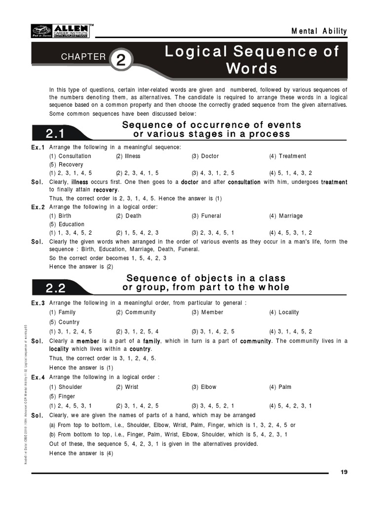 02 Logical Sequence of Words | PDF | Hand