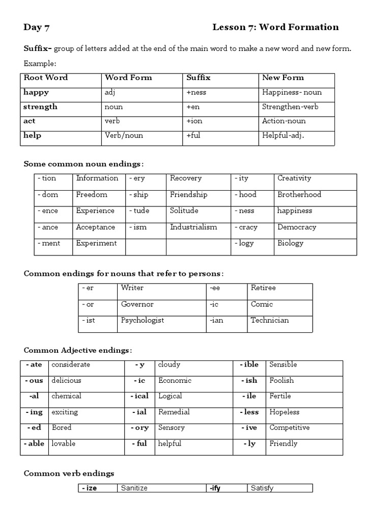 WOrd Form Grade 4 | PDF | Adverb | Adjective