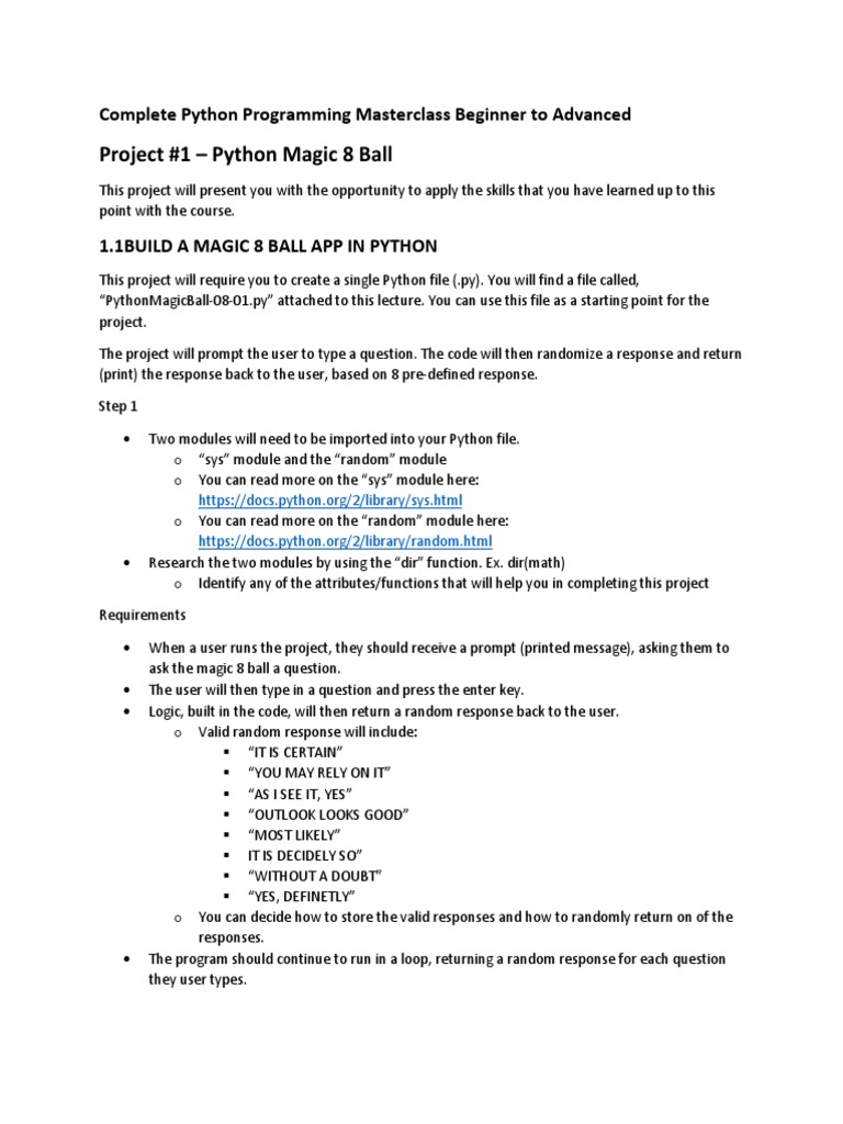 PythonProject1 Magic8Ball 01 | PDF | Python (Programming Language) | Computing