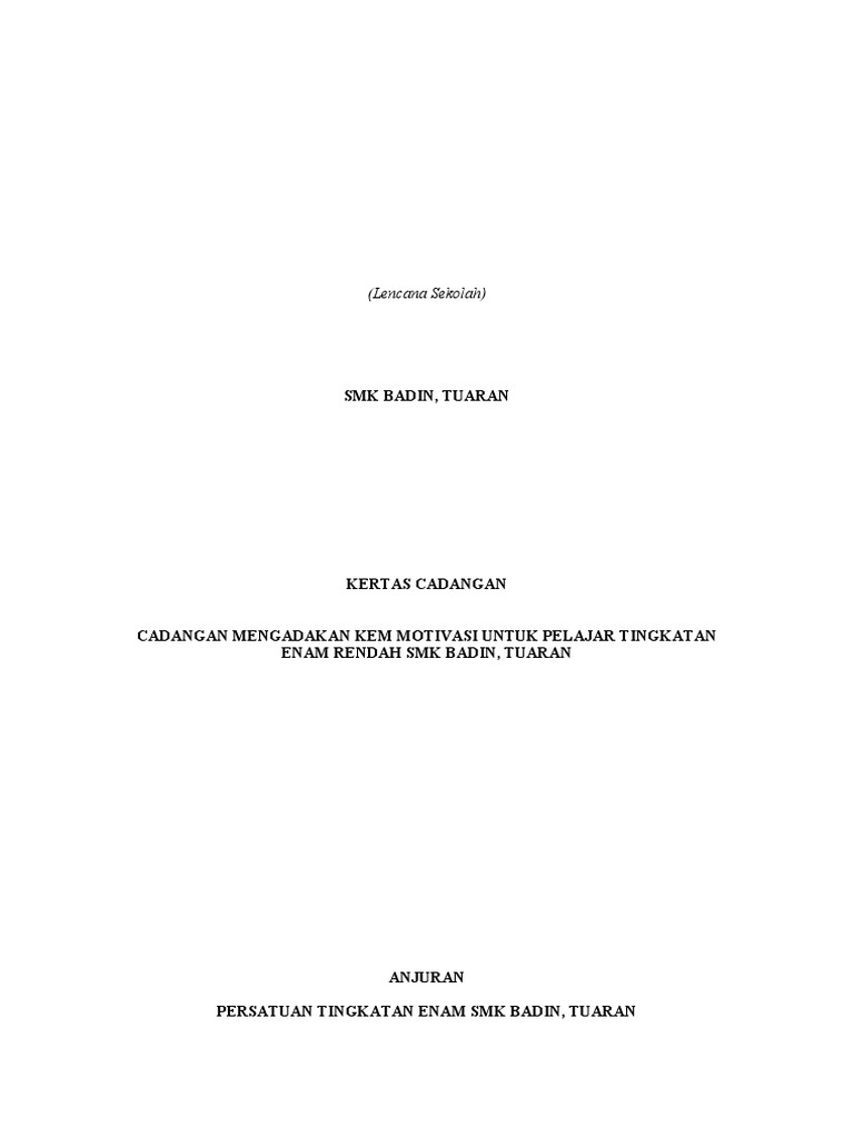 Format Kertas Cadangan STPM KK BM Sem2 | PDF