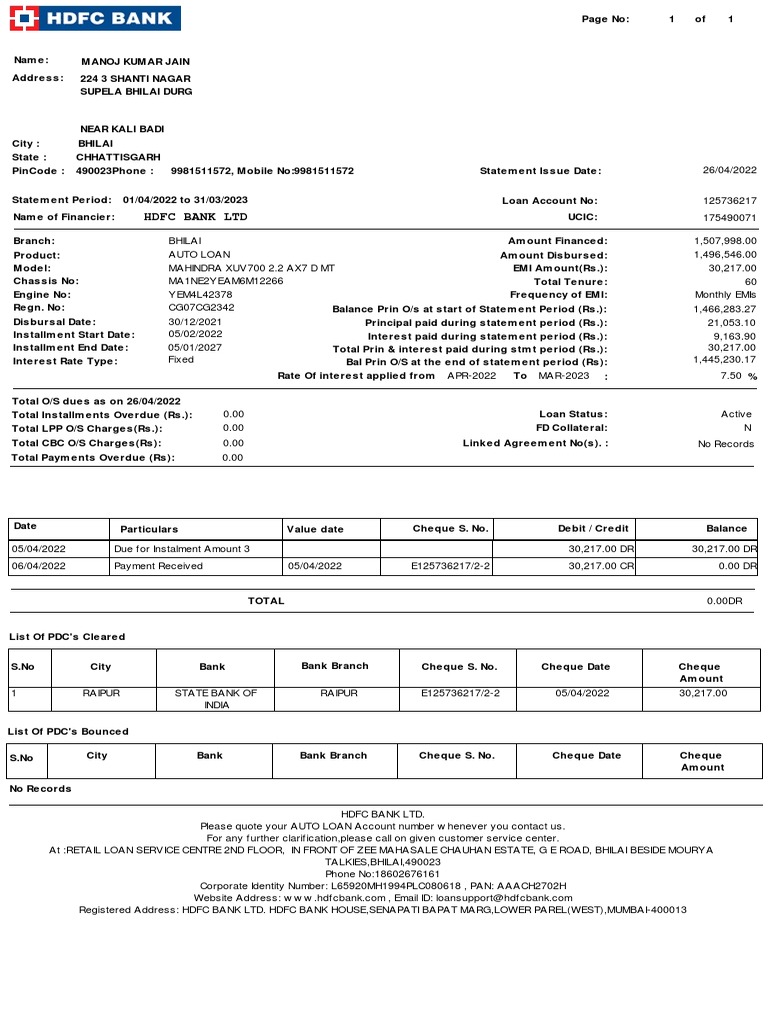 HDFC Bank LTD | PDF | Cheque | Banks
