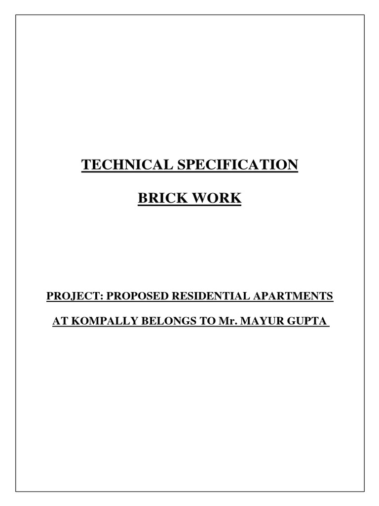 Brick Work Specifications for Apartments | PDF | Brick | Masonry