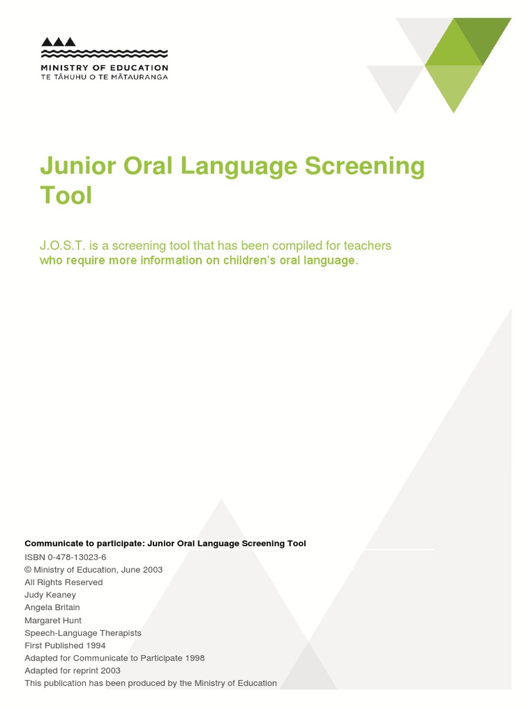 Junior Oral Screening Tool | PDF | Teachers | Information