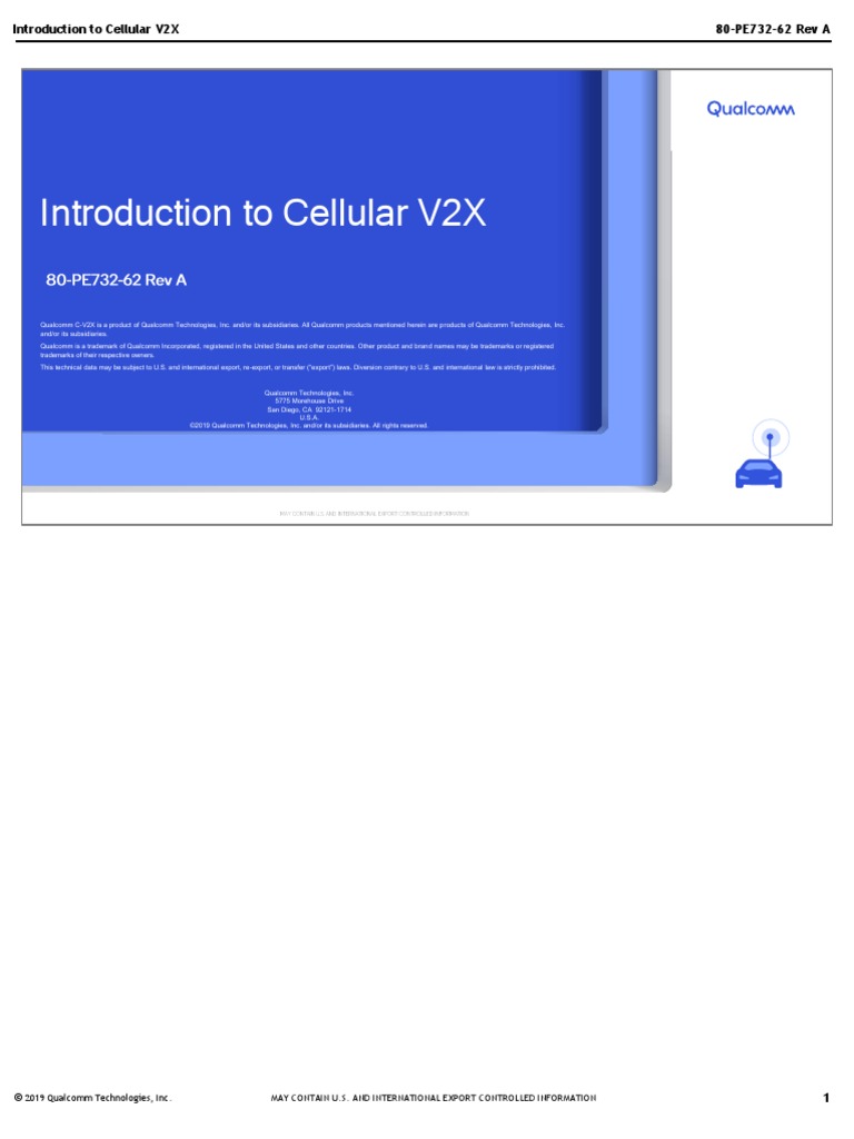 Introduction To Cellular V2X: May Contain U.S. and International Export Controlled Information ...