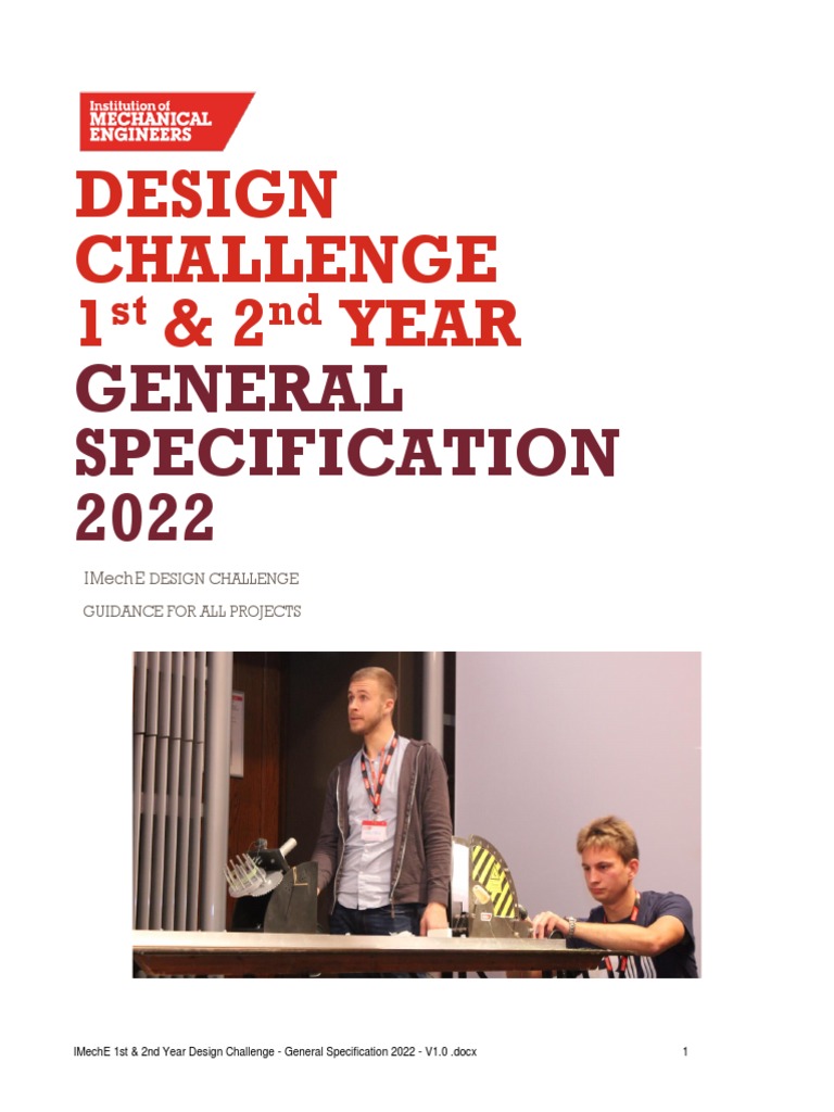 IMechE 1st & 2nd Year Design Challenge - General Specification 2022-2 ...