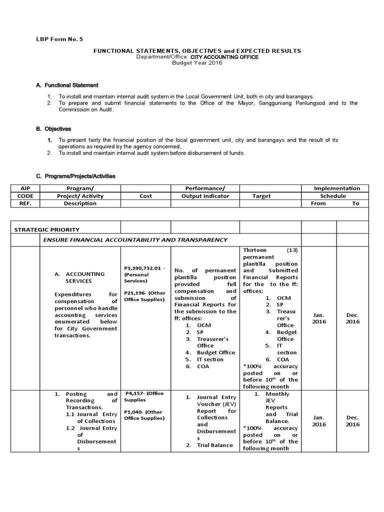 LBP Form No. 5 Acctg 2017 | Download Free PDF | Financial Statement | Audit