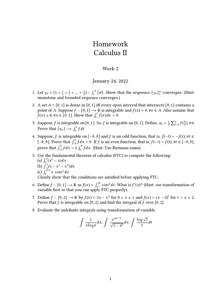Homework Calculus2 Week2 | PDF | Science & Mathematics | Computers