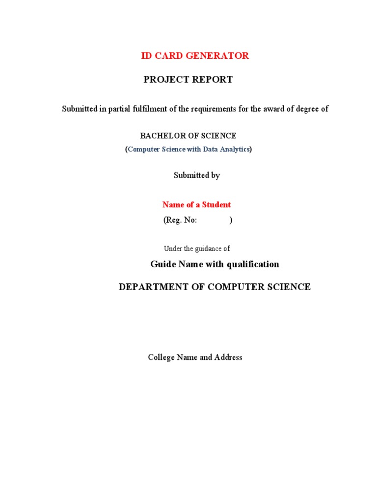 Project Report: Id Card Generator | PDF | Php | Software Testing