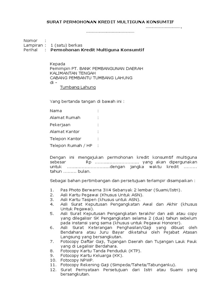 Permohonan Kredit Multiguna | PDF | Karier & Perkembangan | Hukum