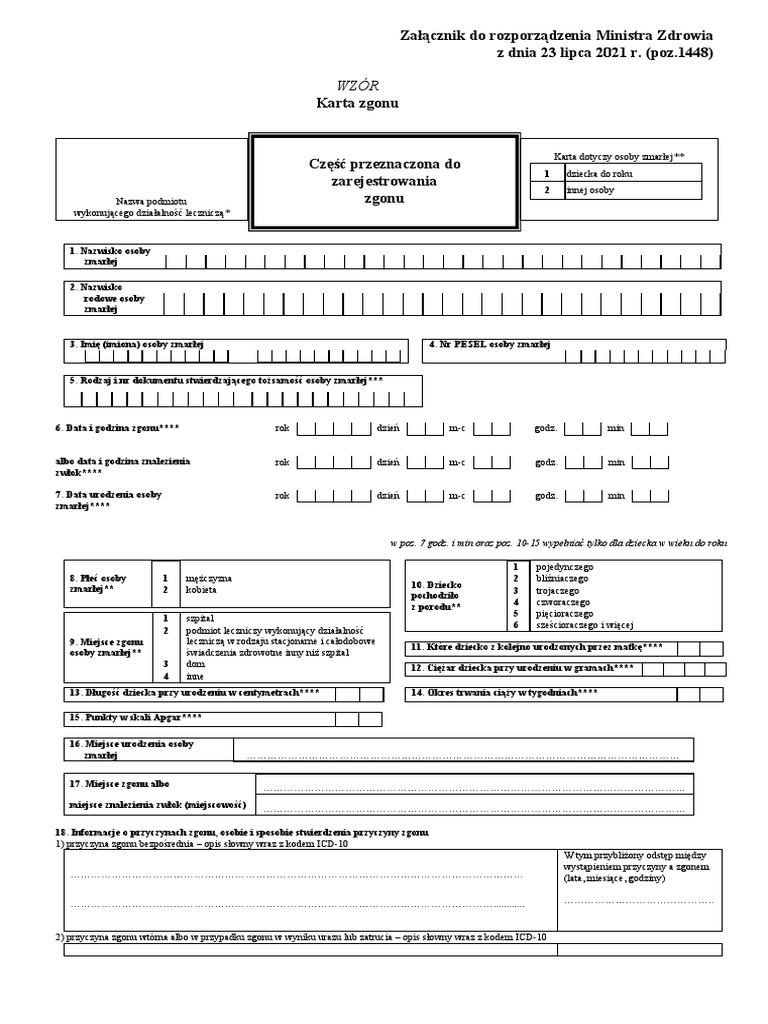 Wzór Karty Zgonu | PDF
