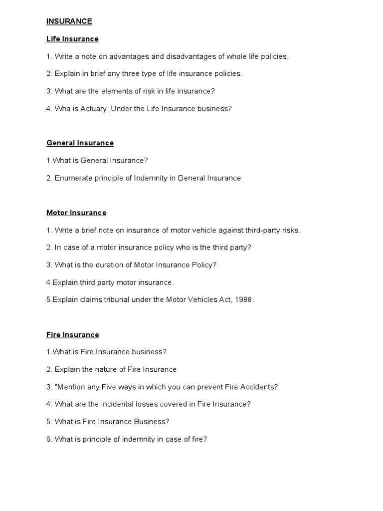 Insurance Question Bank | PDF | Insurance | Life Insurance