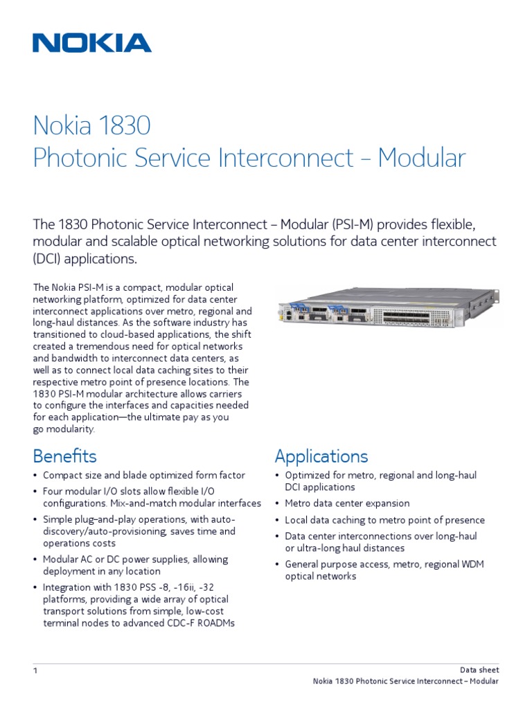 Nokia 1830 Photonic Service Interconnect - Modular: Benefits ...