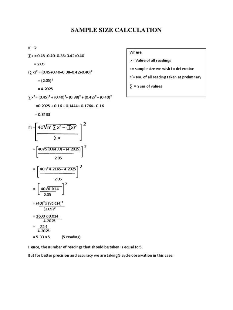 Sample Size Calculation PDF Sample Size Determination Scientific