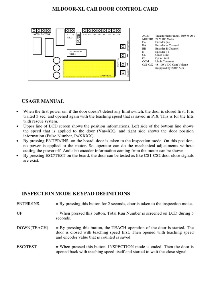 Car Door Control Card Guide | PDF | Equipment | Electrical Components