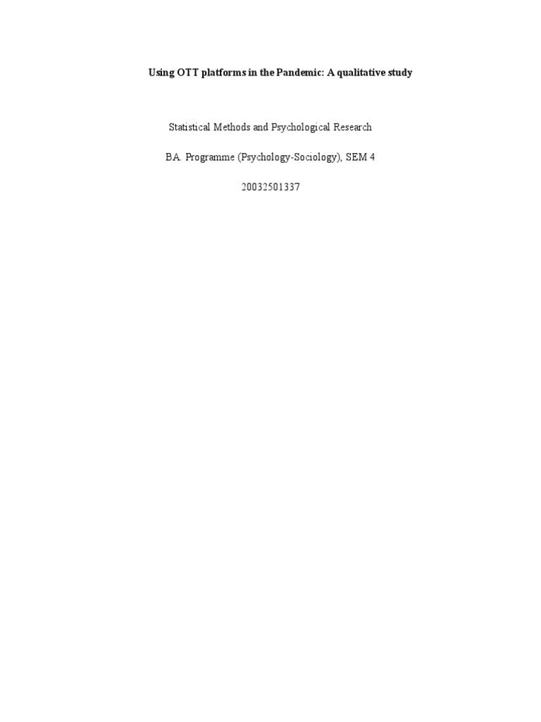 Using OTT Platforms in The Pandemic - A Qualitative Study | PDF ...