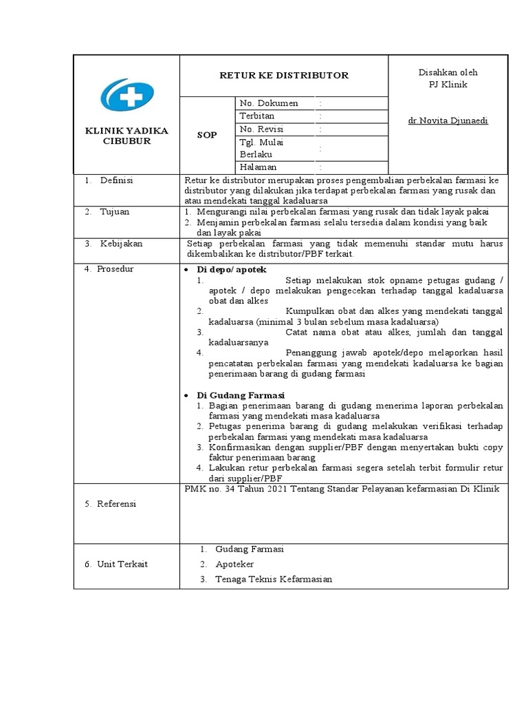 SOP Retur Distributor | PDF