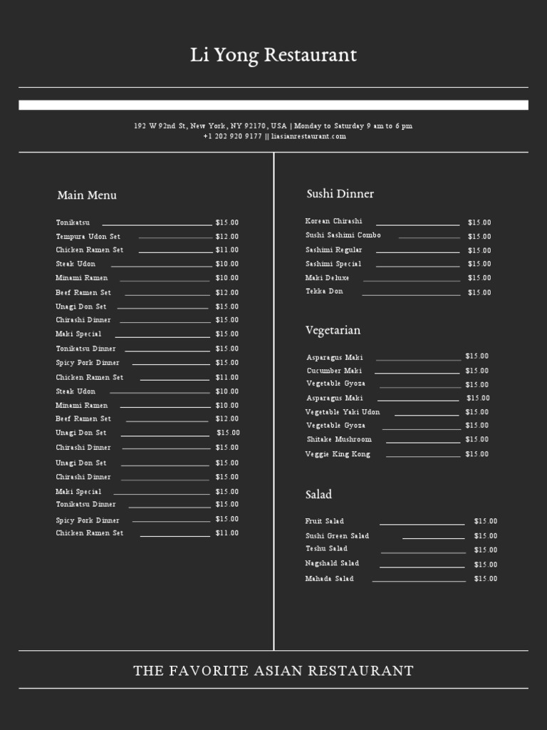 Asian Restaurant Menu Template-03 | Descargar gratis PDF | Cuisine ...