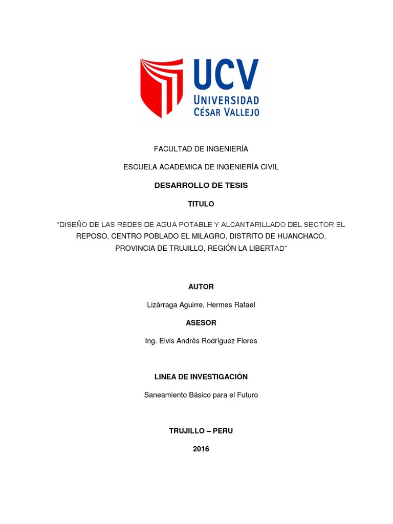 Diseño de Las Redes de Agua Potable y Alcantarillado | PDF | Alcantarillado | Agua