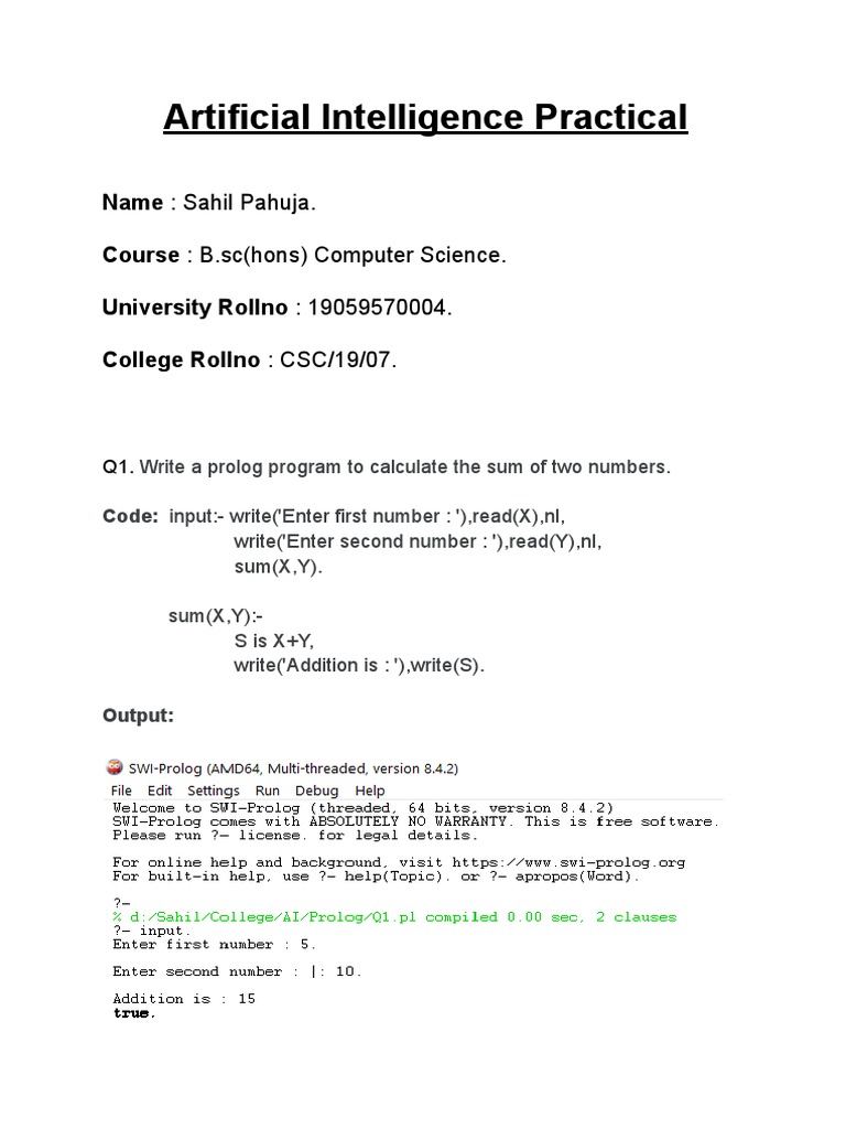 Artificial Intelligence Practical - CSC - 19 - 07 | PDF