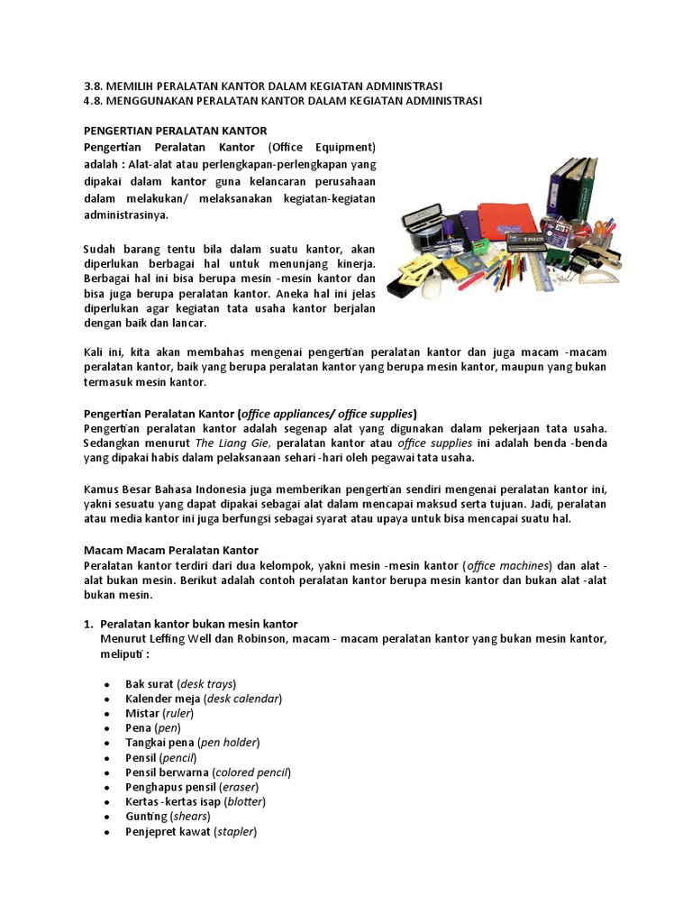 Pengertian Peralatan Kantor Pengertian Peralatan Kantor (Office Equipment) | PDF