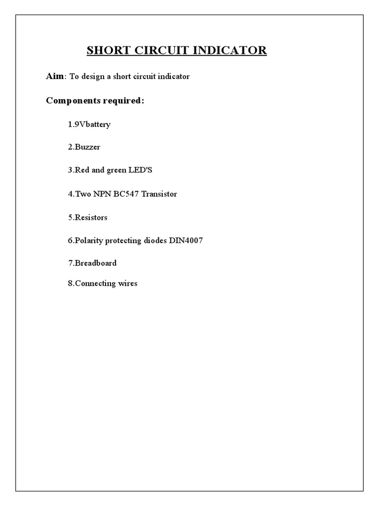 Short Circuit Indicator | PDF | Bipolar Junction Transistor | Transistor