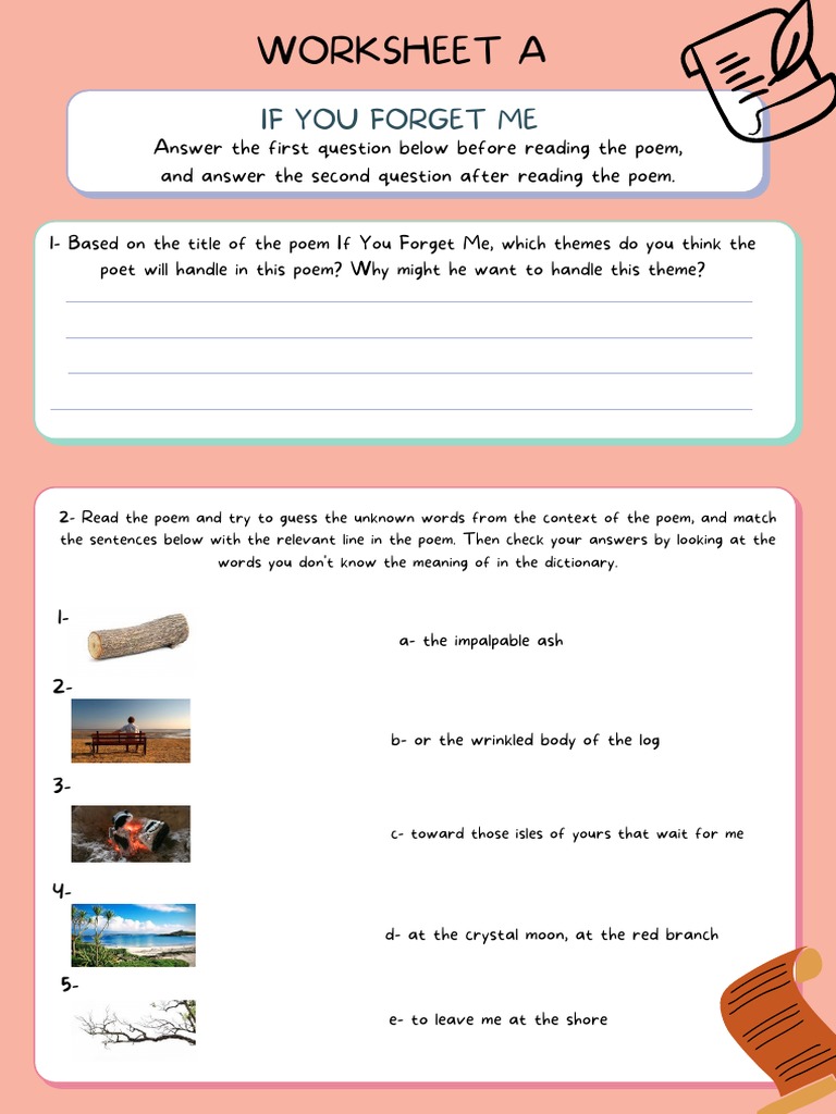 Worksheet A: If You Forget Me | PDF | Poetry