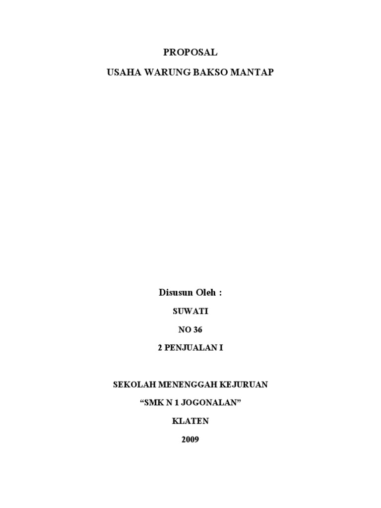Proposal Usaha Warung Bakso Mantap | PDF