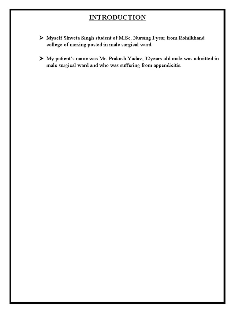 Case Study: Acute Appendicitis in Male | PDF | Health Sciences | Medicine