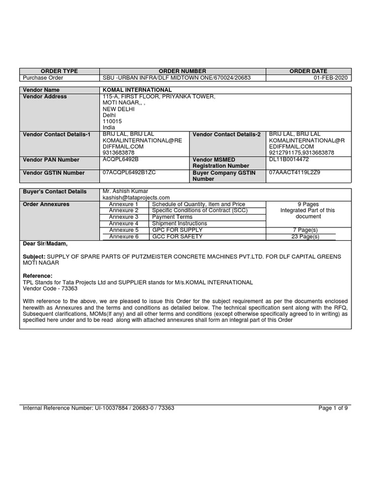 Po - Komal Spare Parts (00000002) | PDF | Receipt | Legal Liability