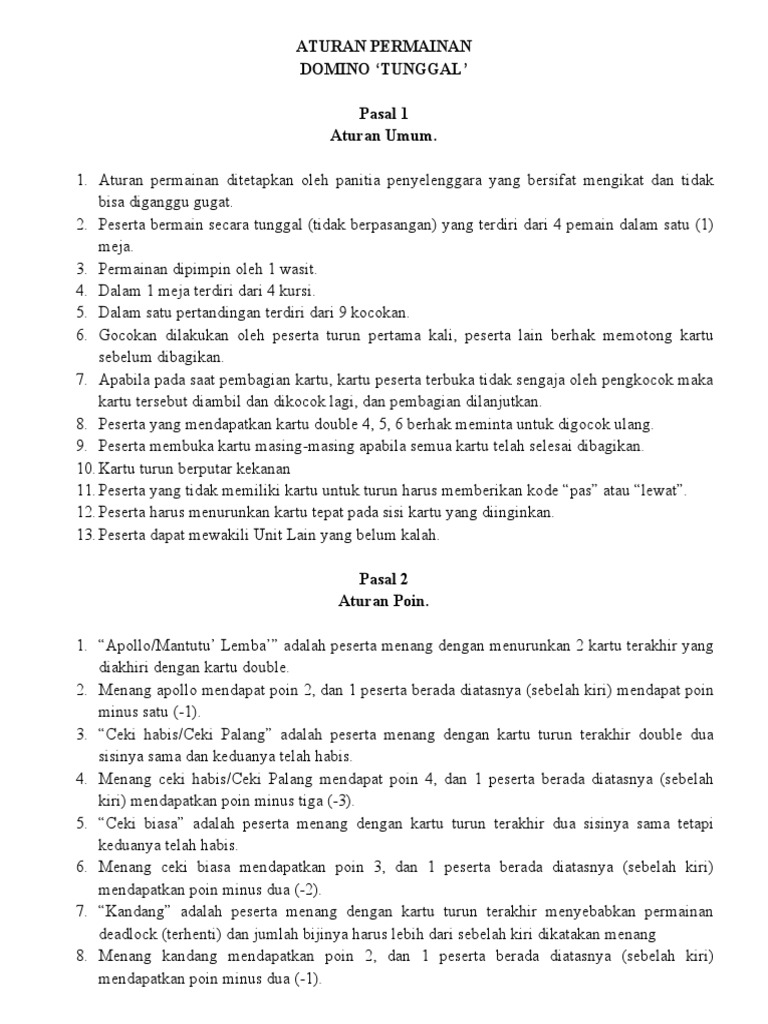 Aturan Domino Tunggal | PDF