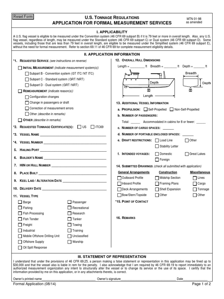 Us Flag Application | PDF | Tonnage | Shipping