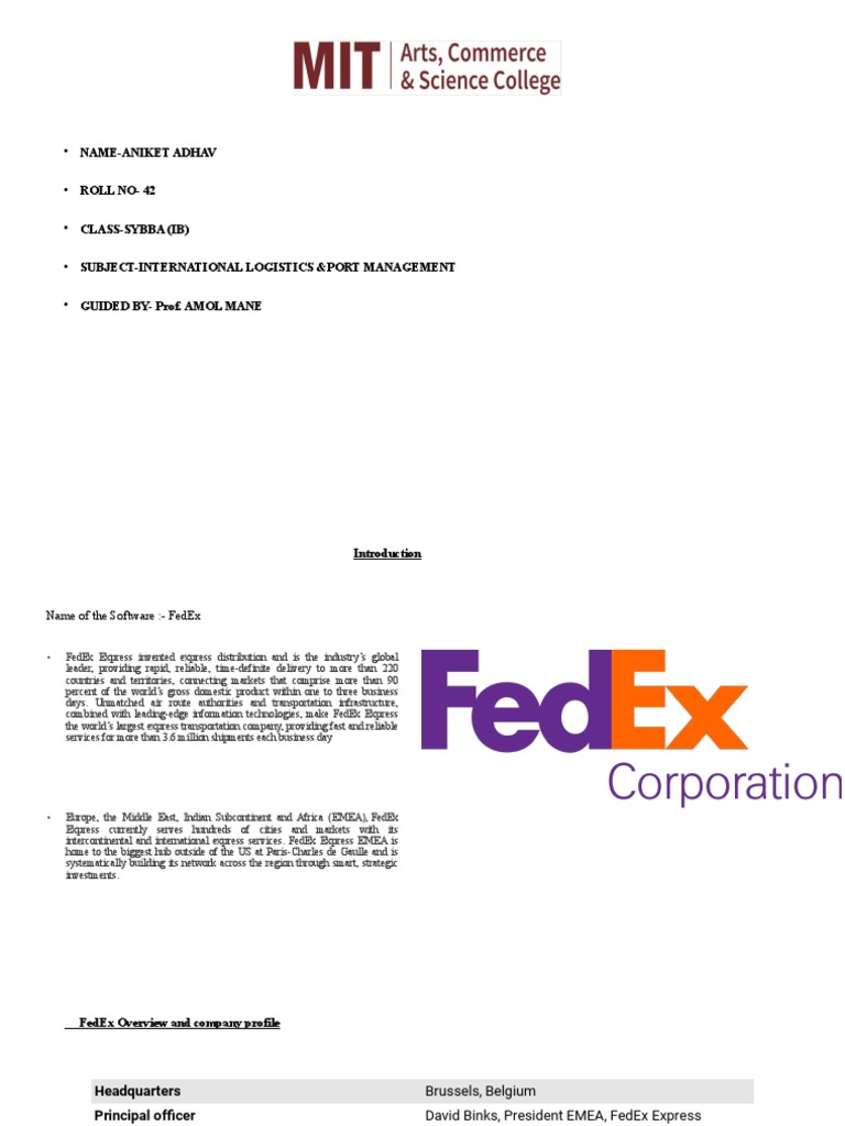FedEx & DTDC Logistics Overview | PDF | Supply Chain | Logistics